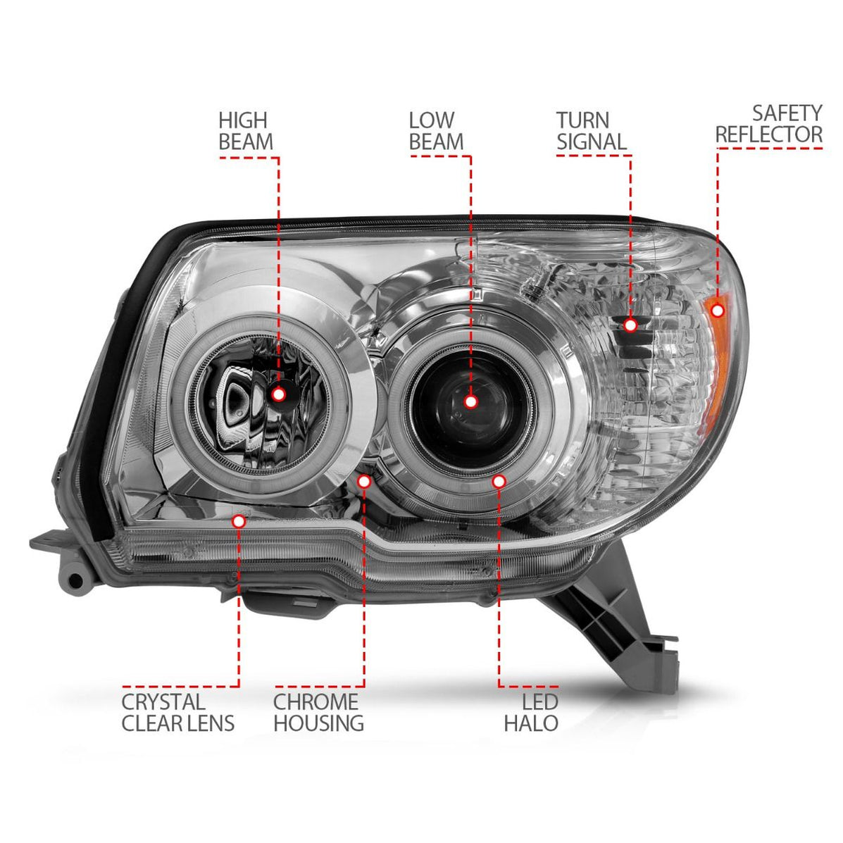 Anzo Projector Chrome Headlights RX Halo For 4Runner (2006-2009 ...