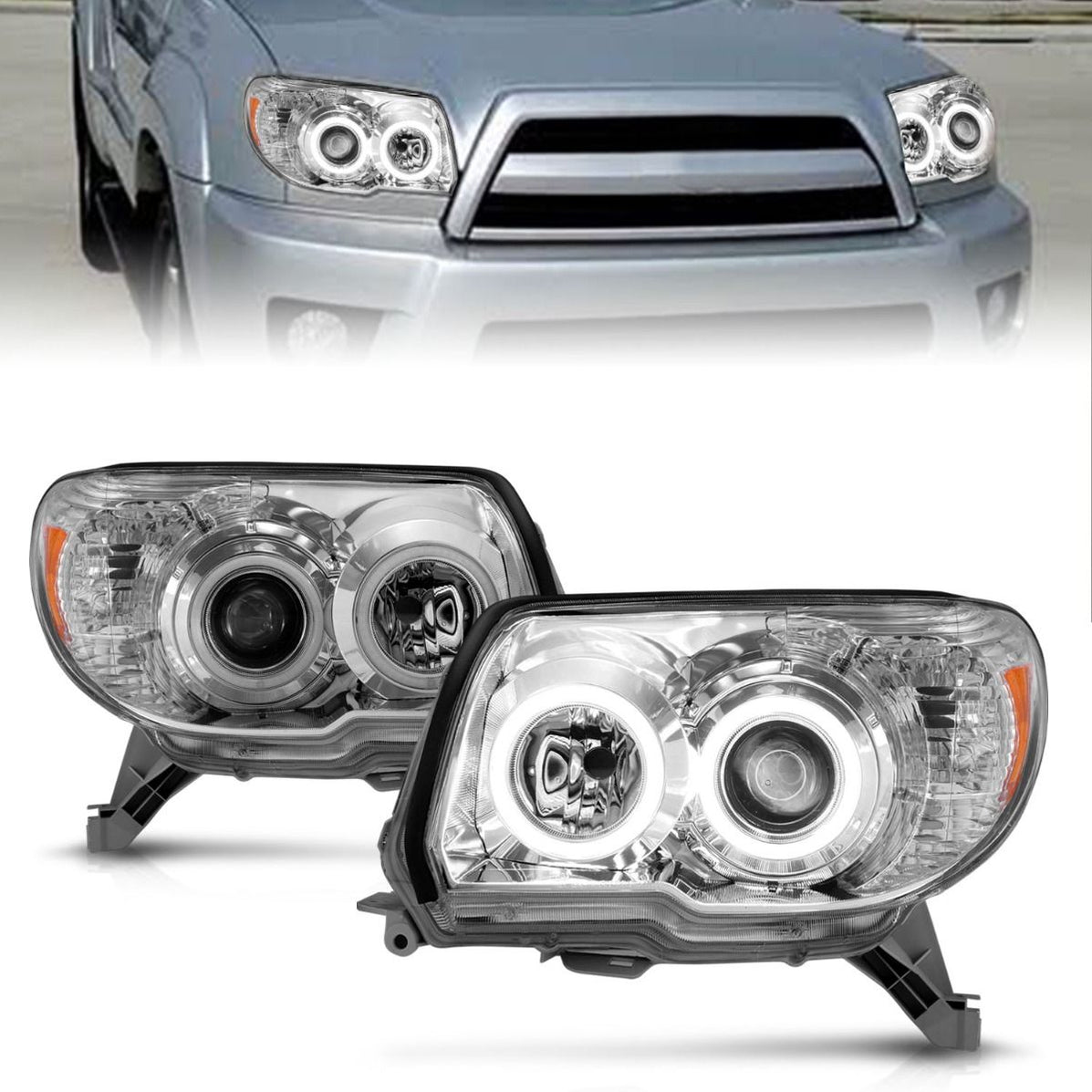 Anzo Projector Chrome Headlights RX Halo For 4Runner (2006-2009 ...