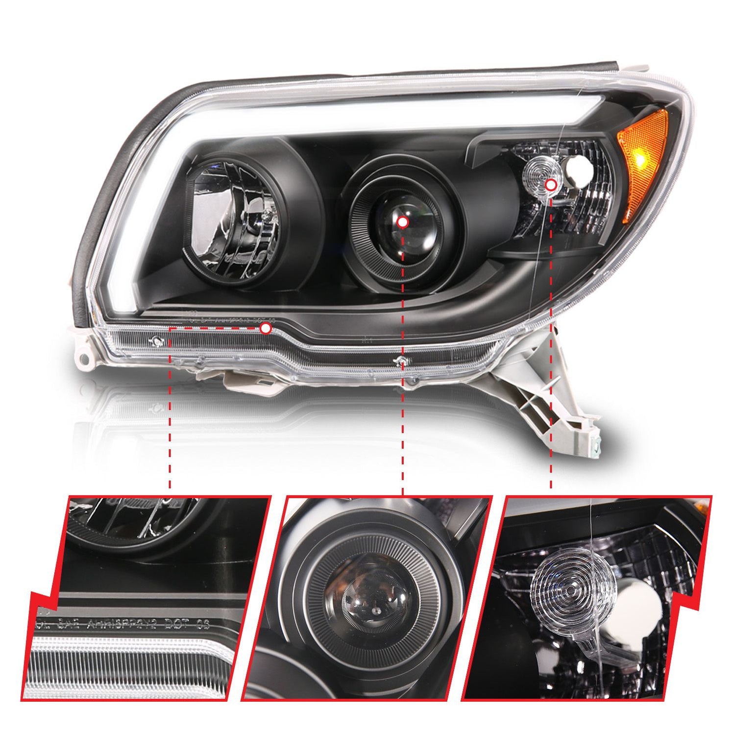 Anzo Projector Headlights Plank Style Black For 4Runner (2006-2009 ...