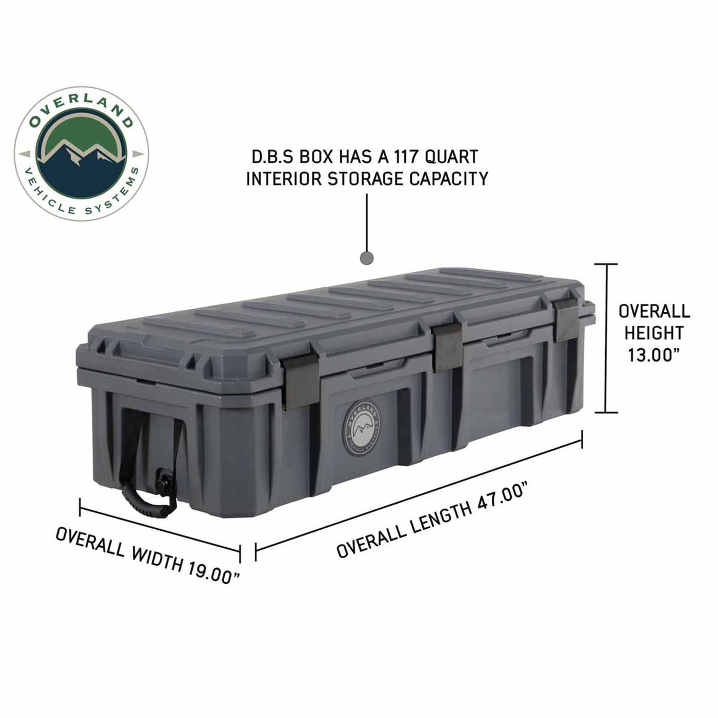 Overland Vehicle Systems D.B.S. Dark Grey 117 QT Dry Box W/Drain and B ...