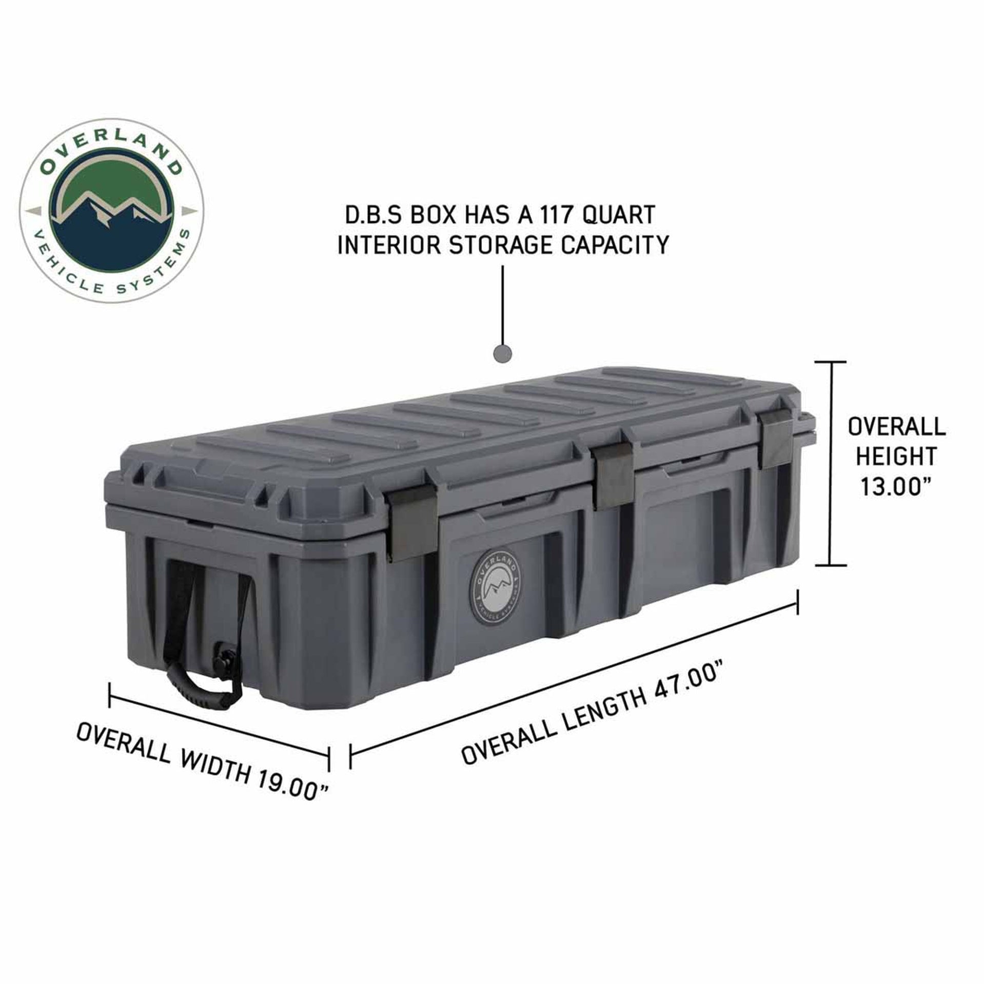 Overland Vehicle Systems D.B.S. Dark Grey 117 QT Dry Box W/Drain and B ...