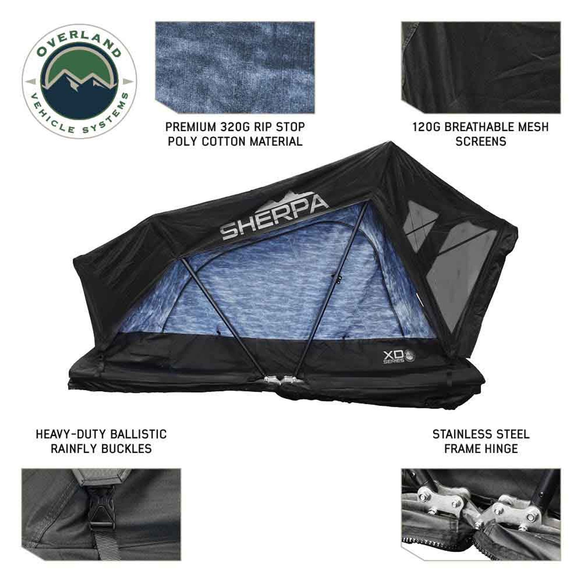 Overland Vehicle Systems XD Sherpa Hybrid Soft Shell Roof Top Tent ...