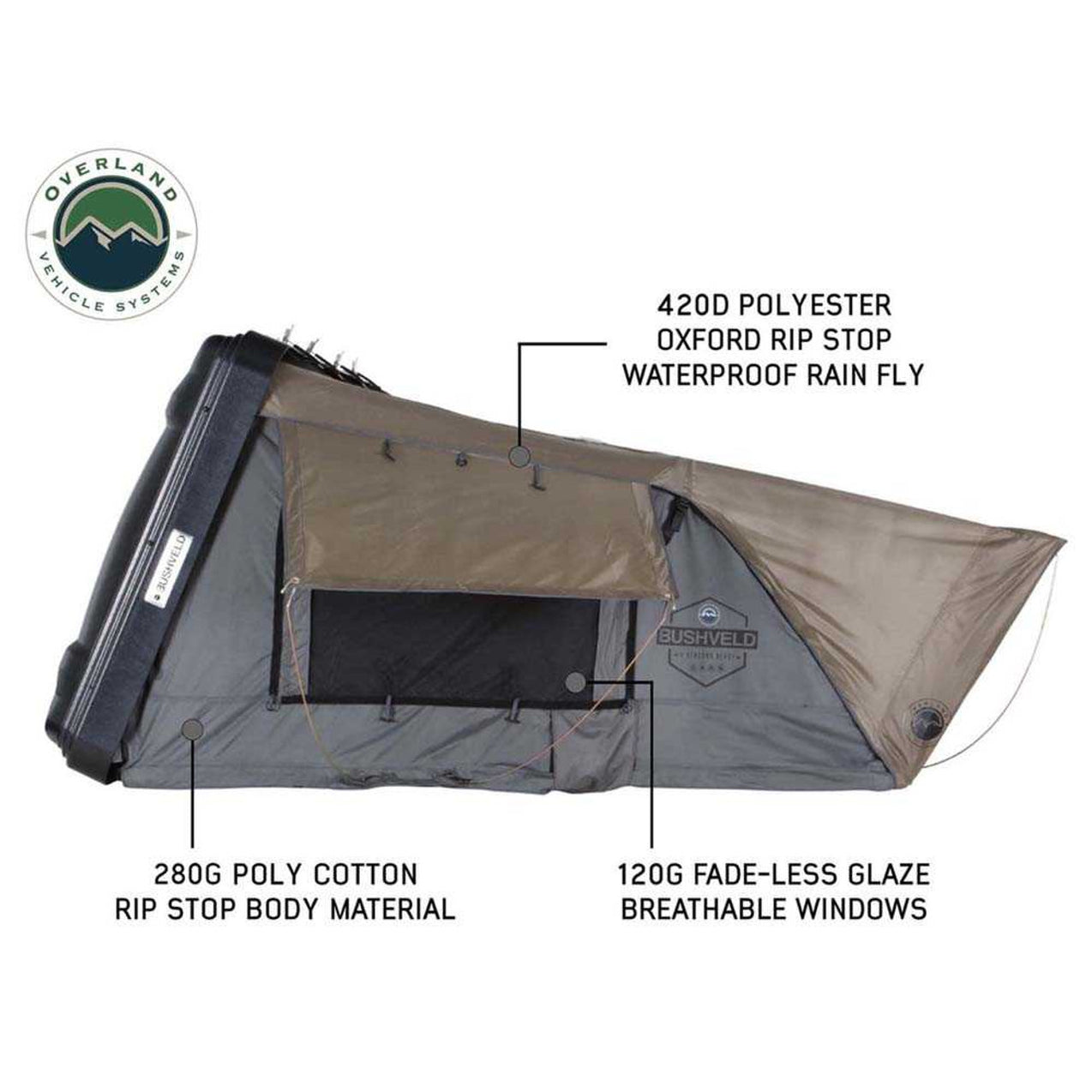 Overland Vehicle Systems HD Bushveld II Cantilever Hard Shell Roof Top ...