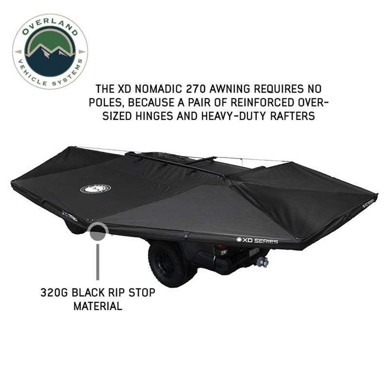 Overland Vehicle Systems XD Nomadic Black Out 270 Degree Awning w/ Lig ...