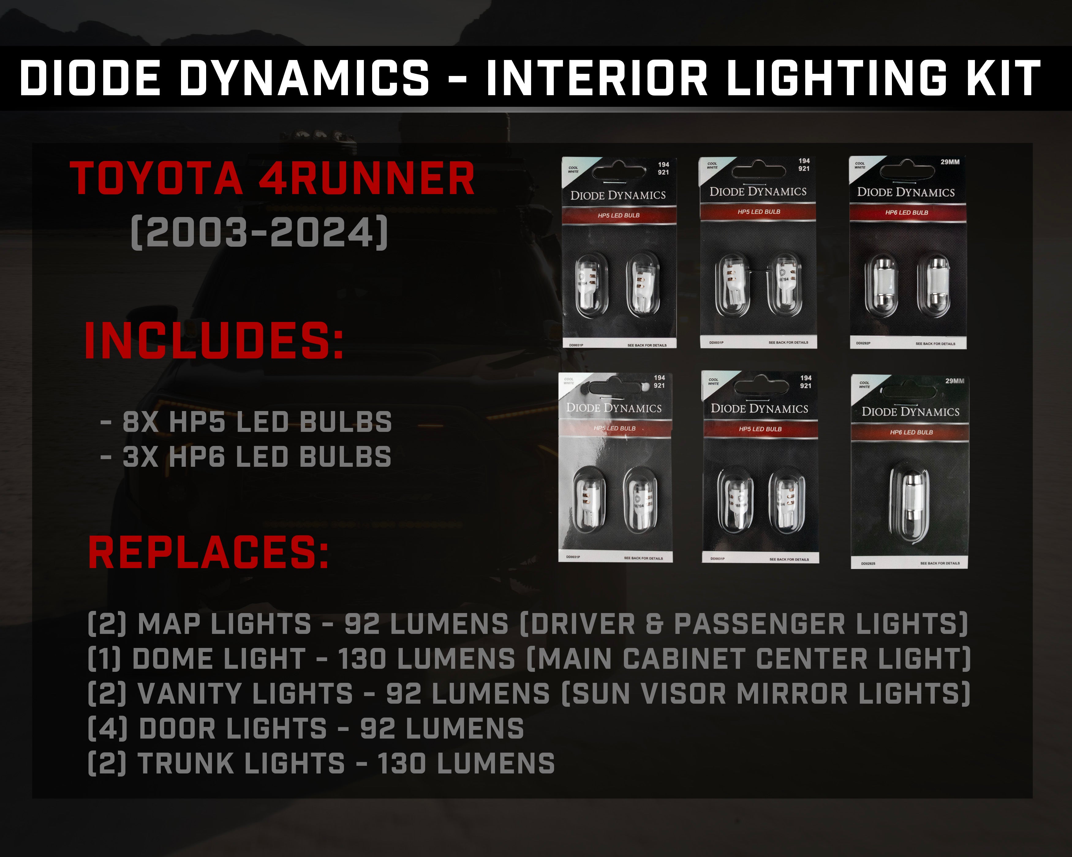 Diode Dynamics Interior Lighting Kit For 4Runner (2003-2024) — 4Runner ...